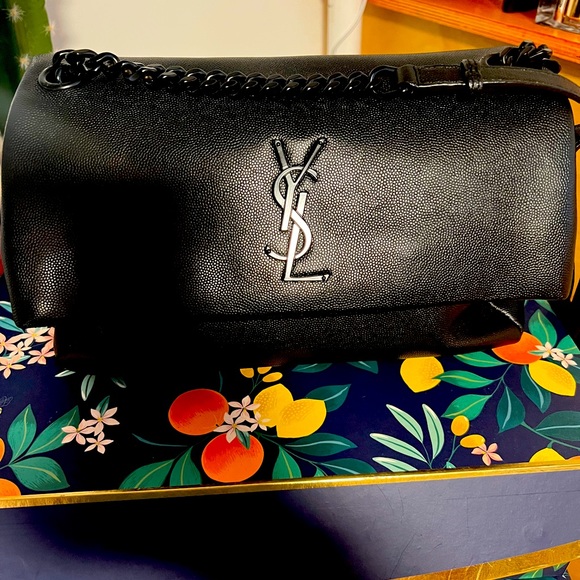 Yves Saint Laurent | Bags | Ysl All Black Leather Shoulder Bag | Poshmark